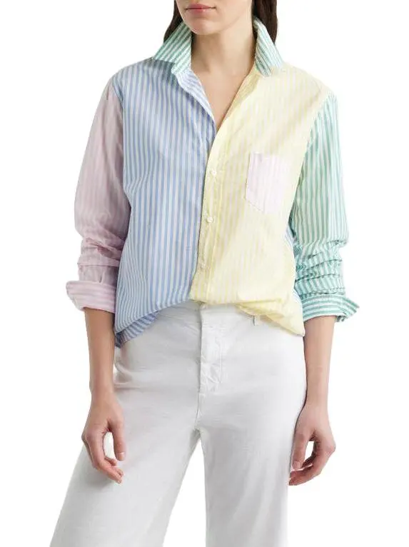 Frank & Eileen Eileen Relaxed Button-up Shirt - Blue Pastel Colorblock Stripe