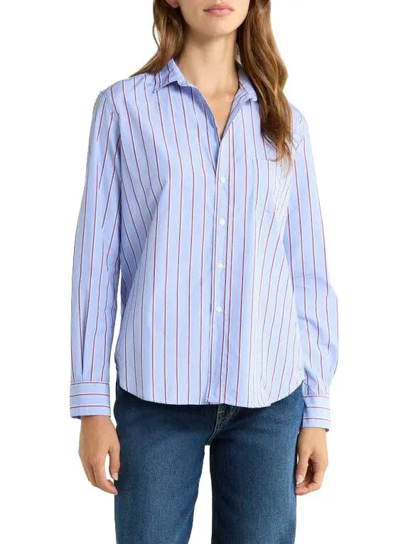 Frank & Eileen Eileen Relaxed Button-up Shirt - Blue Red White Stripe
