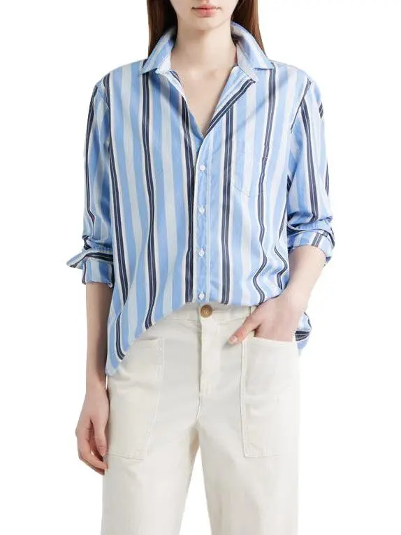 Frank & Eileen Eileen Relaxed Button-up Shirt - Blue Sand Navy Stripe