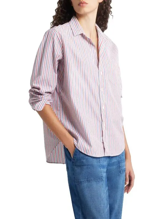Frank & Eileen Eileen Relaxed Button-up Shirt - White Red Navy Stripe