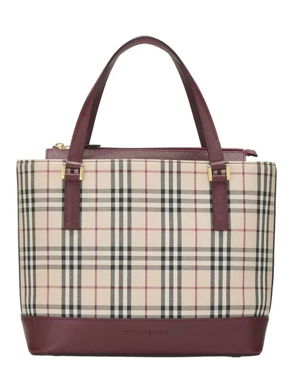 Burberry House Check Jacquard Handbag - Burgundy