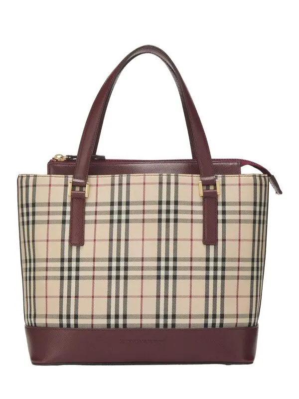 Burberry House Check Jacquard Handbag - Burgundy