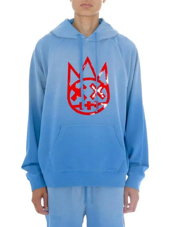 CULT OF INDIVIDUALITY Shimuchan Flocked Logo Graphic Hoodie - Vintage Blue