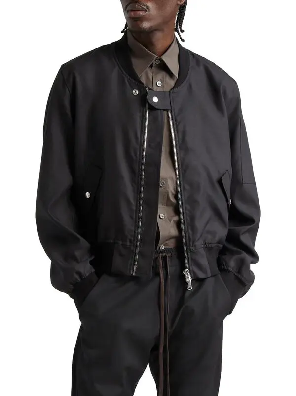 JKEEFER Breakdown Wool & Silk Bomber Jacket - Black