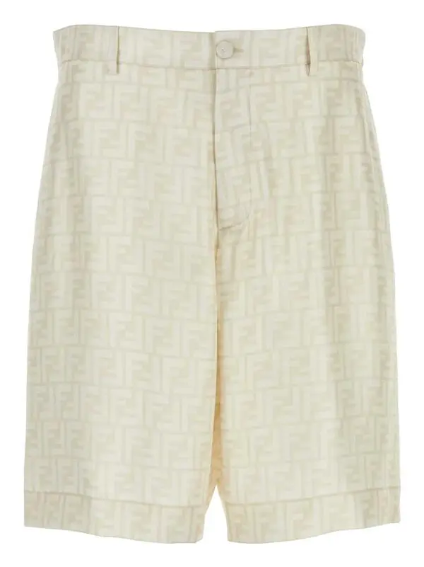 Fendi Embroidered Silk Bermuda Shorts - Printed