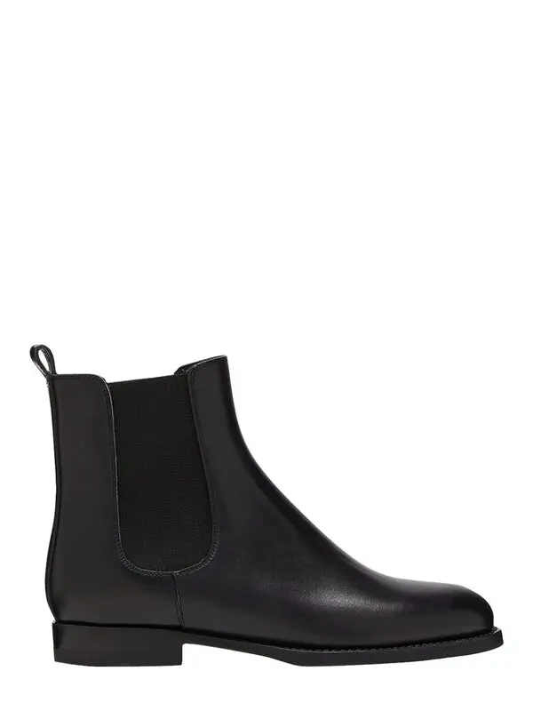 Manolo Blahnik Chelsa Leather Chelsea Booties - Black