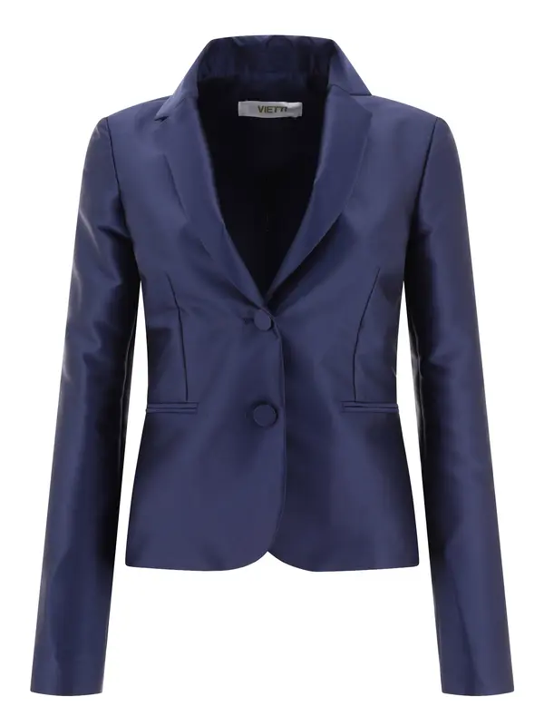 F.IT Satin Single-breasted Blazer - Blue