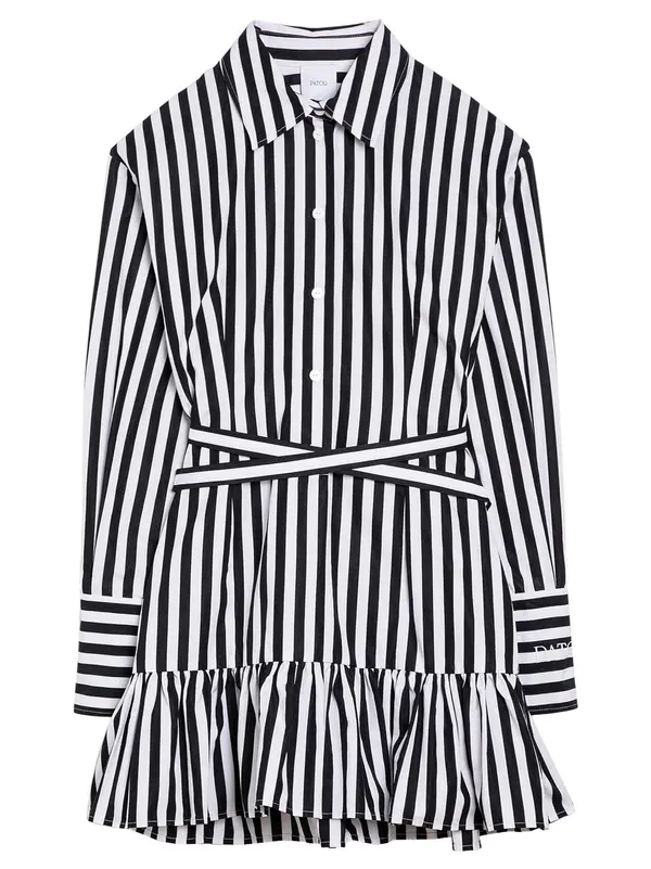 Patou Striped Cotton Mini Chemisier Dress - Black