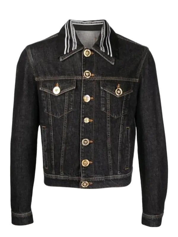 Versace Medusa Motif Denim Jacket - Black