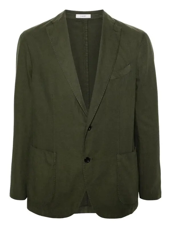 Boglioli Single-breasted Cotton Blend Blazer - Green