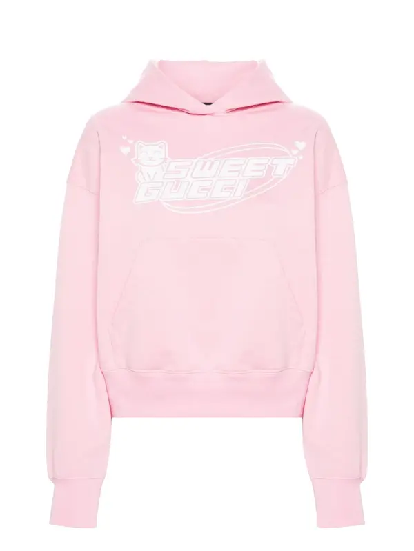 Gucci Printed Cotton Hoodie - Pink