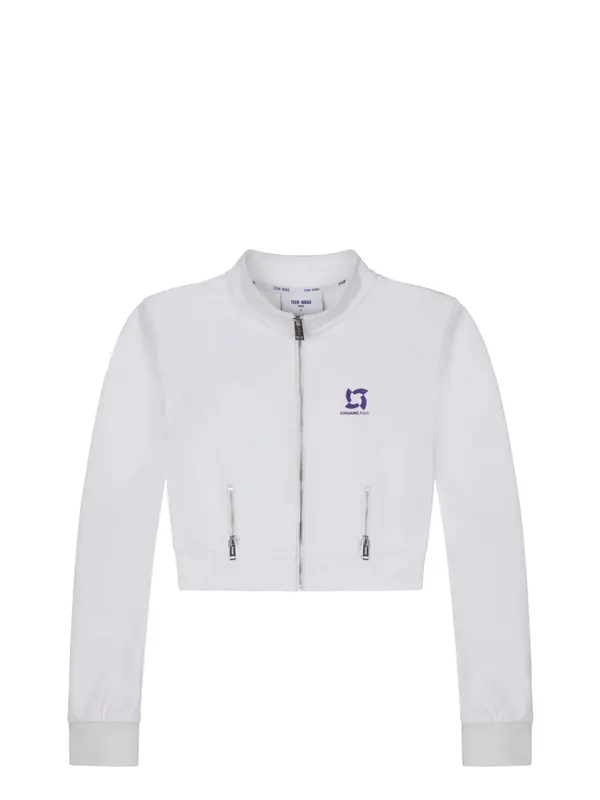 TEAM WANG DESIGN Logo-print Cropped Track Jacket - White