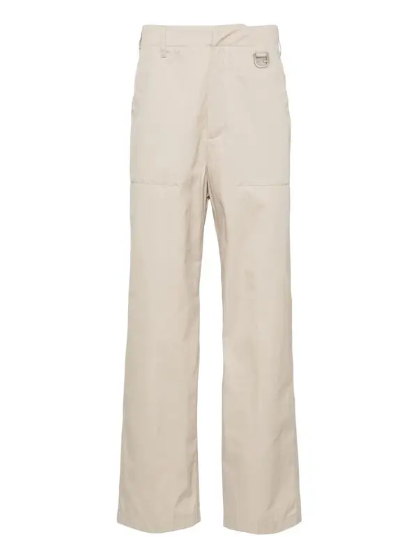 Fendi Logo-plaque Straight-leg Trousers - Neutrals