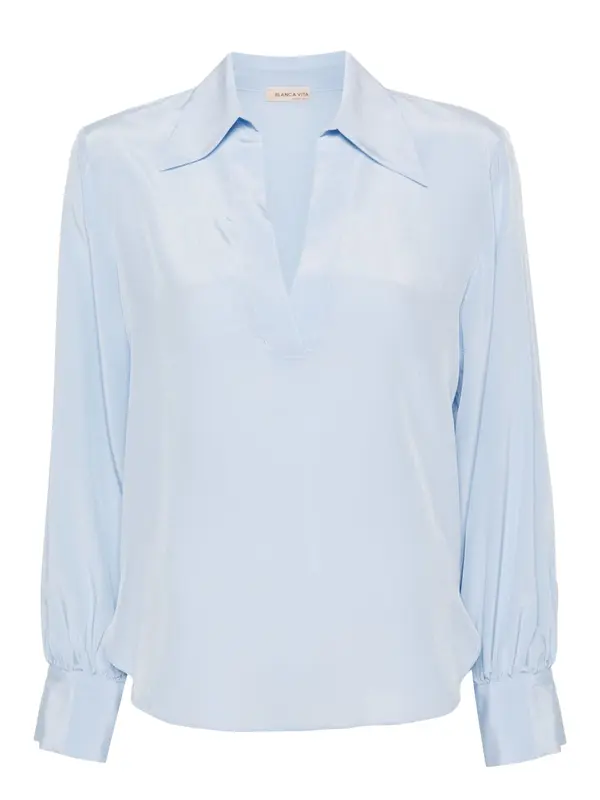 BLANCA VITA Benjamin Silk Blouse - Blue