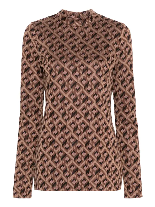 Diane Von Furstenberg Maze-print Top - Brown