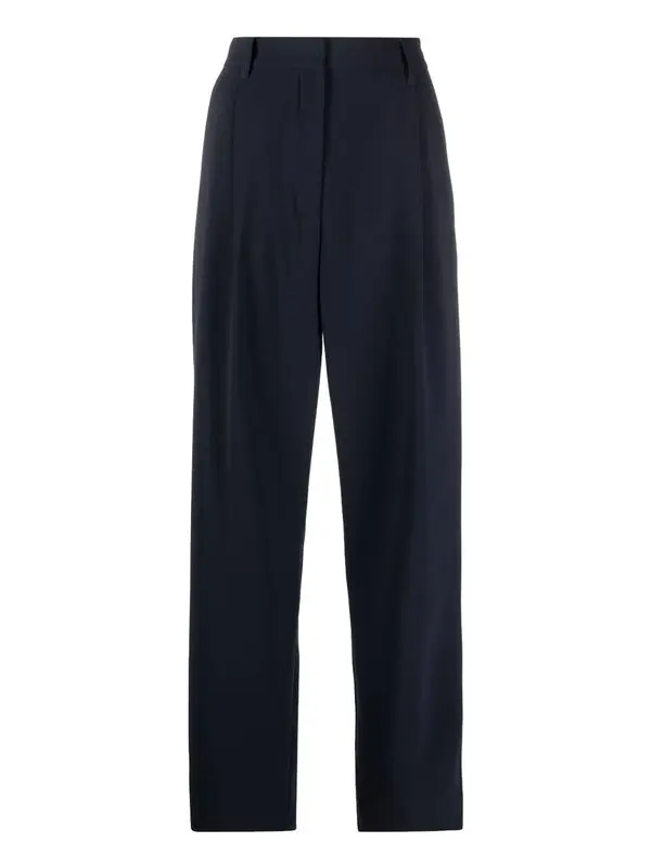 Max Mara Pleated Straight-leg Trousers - Blue
