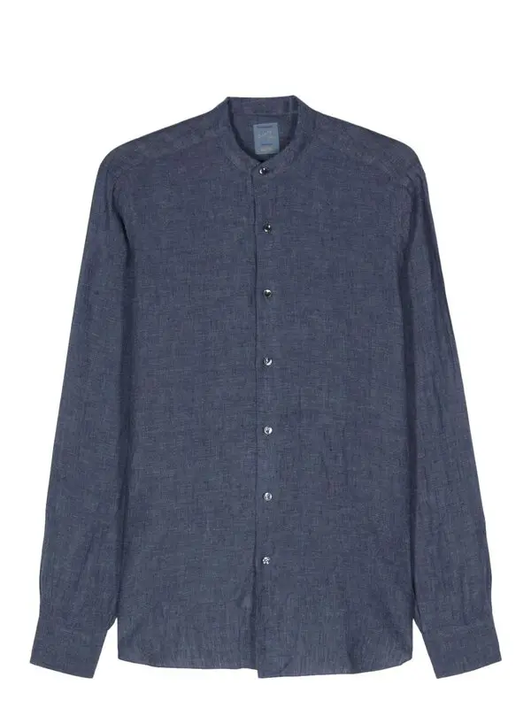 BARBA NAPOLI Long-sleeve Linen Shirt - Blue