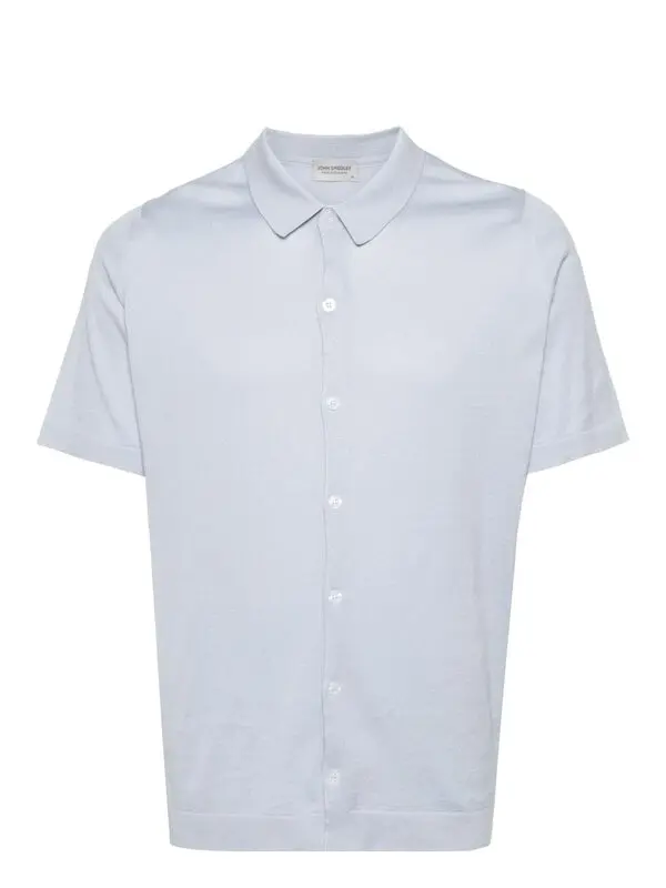 John Smedley Fine-knit Short-sleeved Shirt - Blue