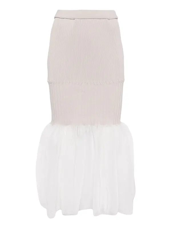 CFCL Fluted Lucent Mermaid Skirt - Neutrals