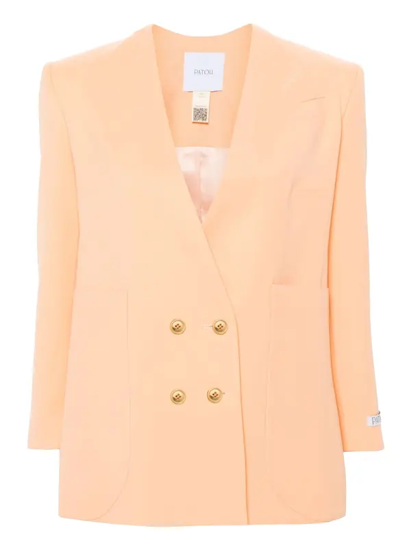 Patou Collarless Double-breasted Blazer - Orange
