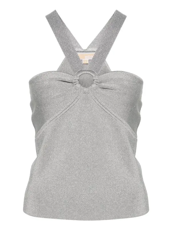 Michael Kors Halterneck Knitted Top - Silver