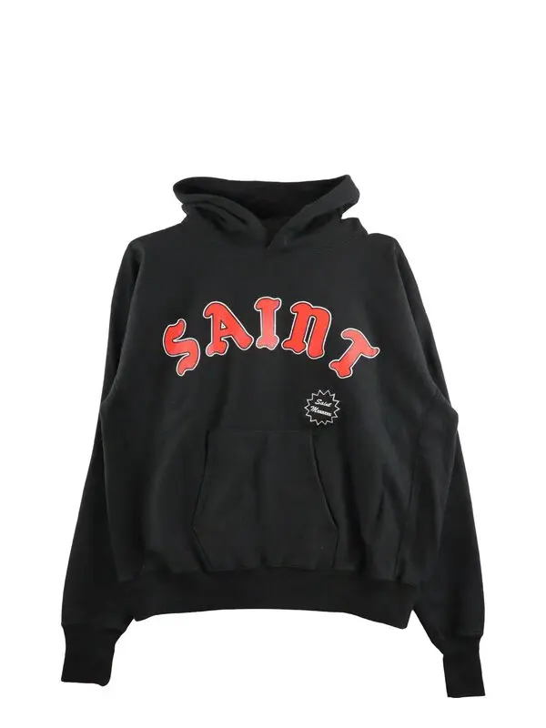 SAINT MXXXXXX Logo-print Cotton Hoodie - Black