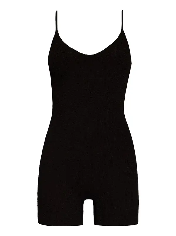 Bond Eye Sleeveless Seersucker Bodysuit - Black