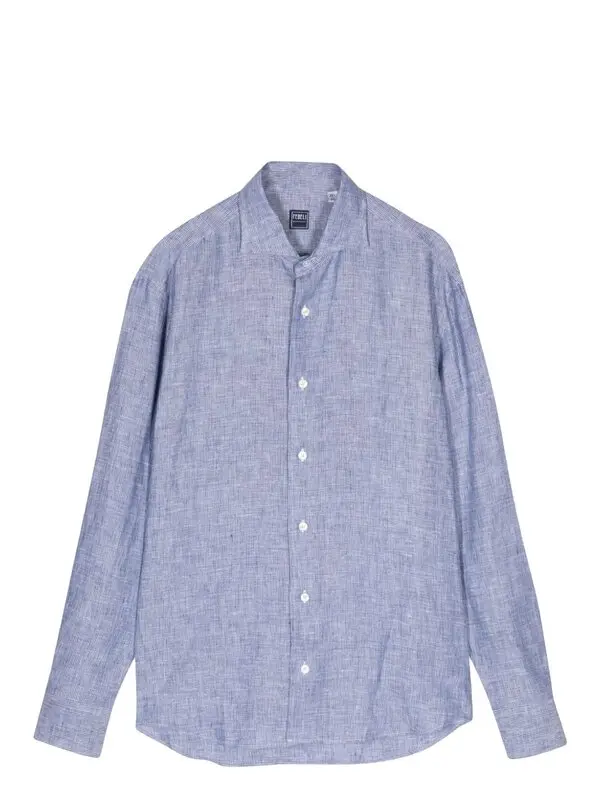 Fedeli Striped Linen Shirt - Blue
