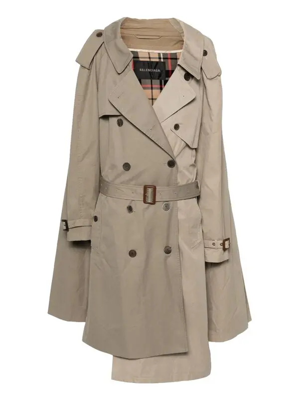 Balenciaga Double Sleeve Trench Coat - Neutrals