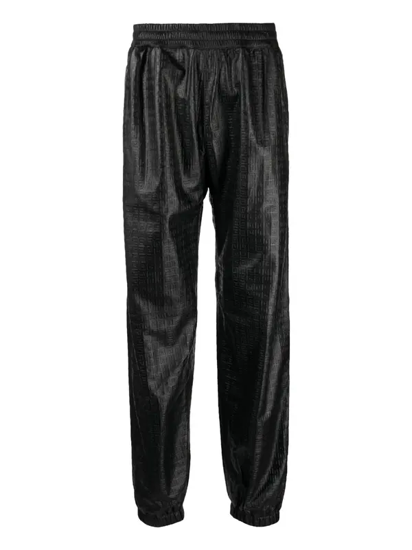 Givenchy Embossed 4g Pattern Leather Trousers - Black