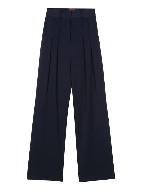 Staud Wide-leg Pleated Trousers - Blue