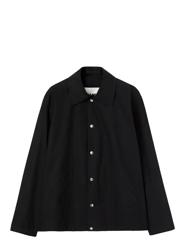 JIL SANDER Logo-print Cotton-poplin Shirt Jacket - Black