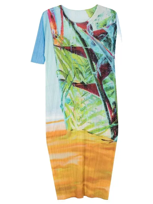 Issey Miyake Tropical Winter Midi Dress - Blue