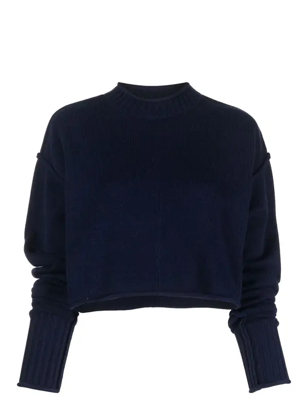Sportmax Ribbed-knit Cropped Jumper - Blue
