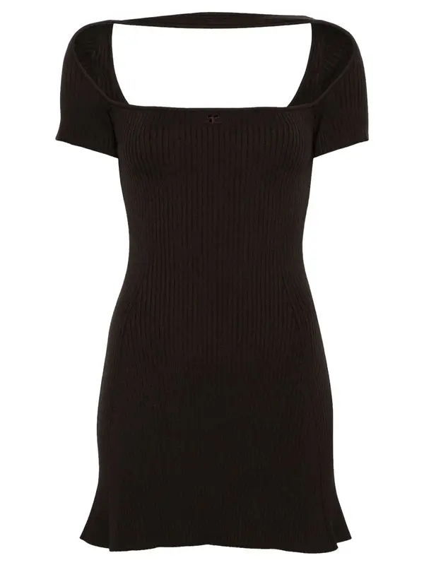 COURREGES Ribbed Knit Mini Dress - Green