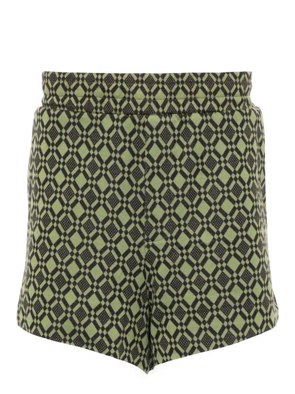 WALES BONNER Geometric-patterned Jersey Shorts - Green