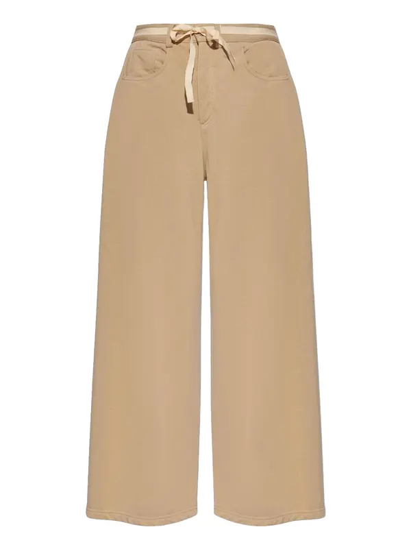 MAISON MARGIELA Belted Cotton Palazzo Pants - Neutrals