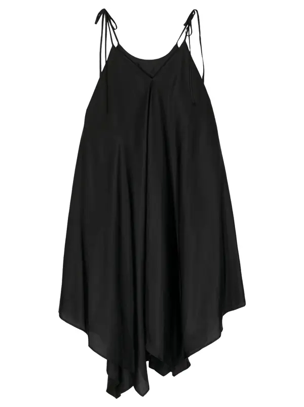 SHANSHAN RUAN Asymmetric Silk Dress - Black