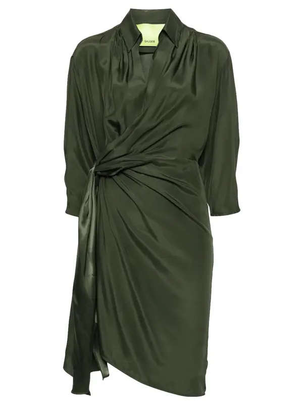 Gauge81 Miya Silk Wrap Dress - Green