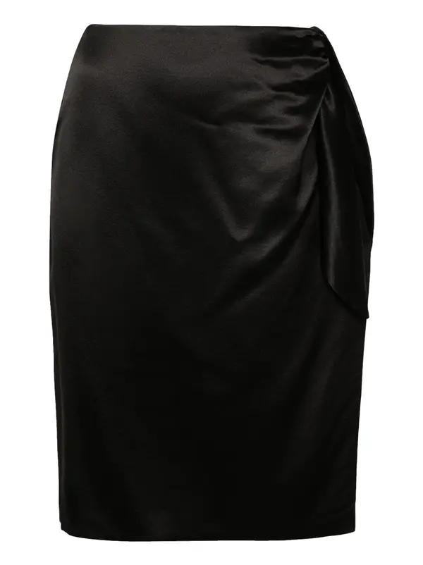 Saint Laurent Knot-detailing Silk Skirt - Black