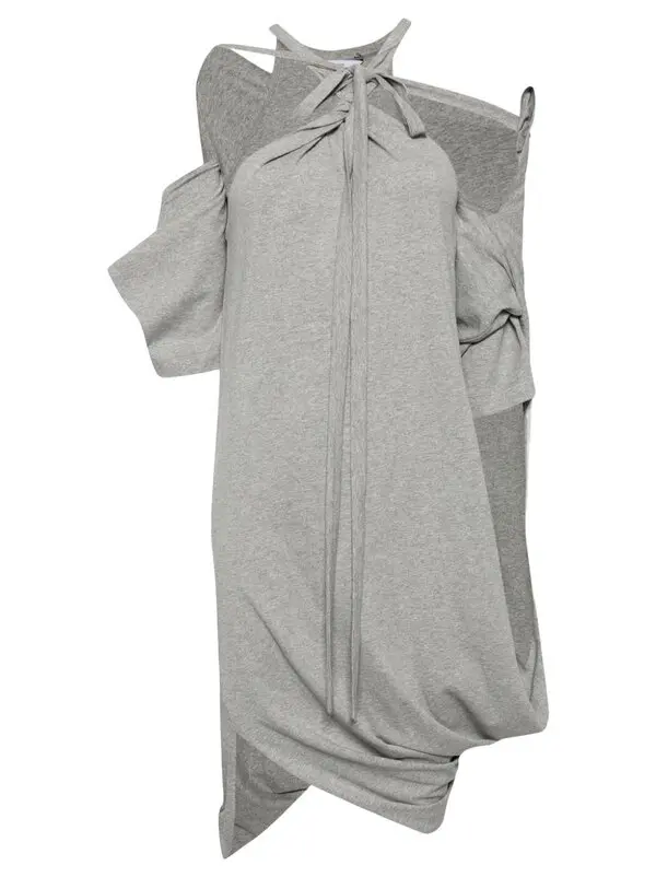 PUSHBUTTON Asymmetric Draped Dress - Grey