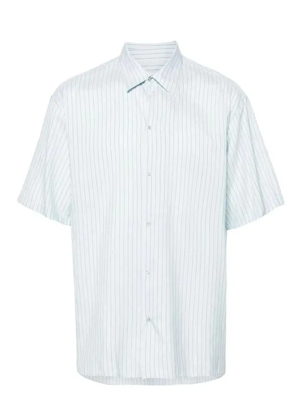 LANVIN Pinstriped Press-stud Shirt - Blue