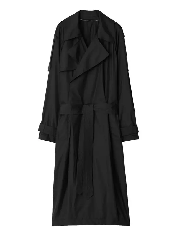 Burberry Double-breasted Silk Trench Coat - Black