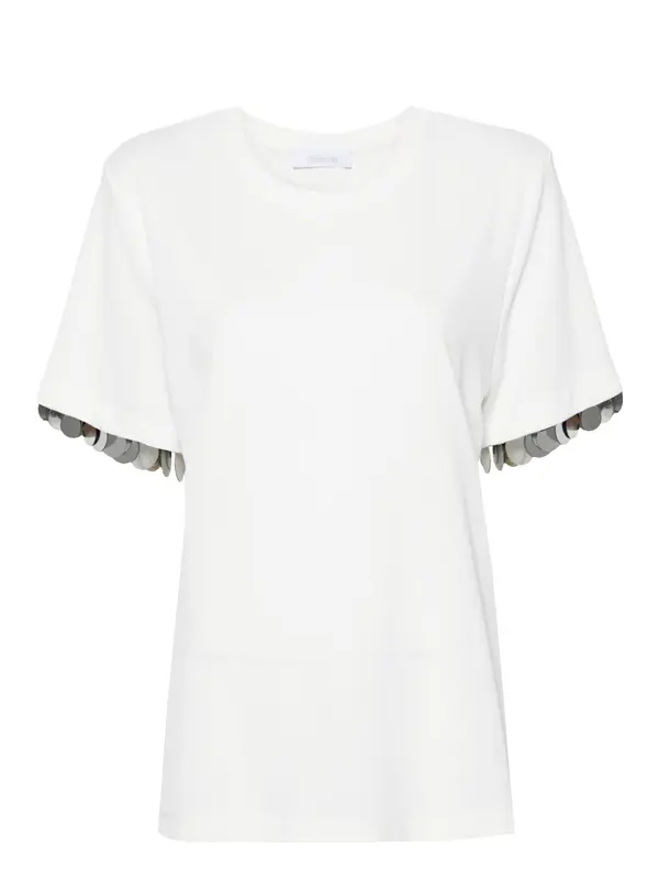 Rabanne Paillette-embellished Crepe T-shirt - White