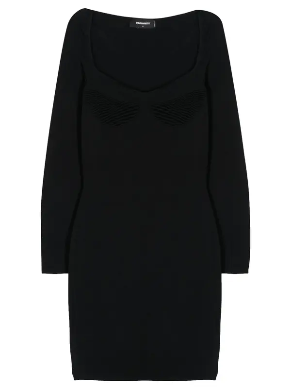 Dsquared2 Knitted Crepe Mini Dress - Black
