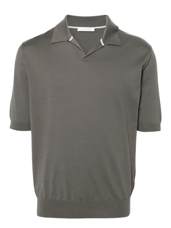 CRUCIANI Fine-ribbed Polo Shirt - Grey