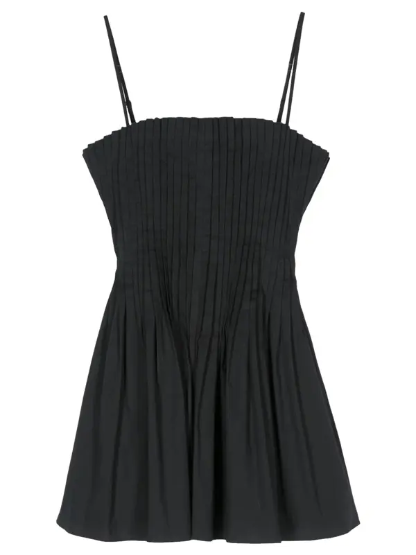 Staud Pleated Mini Dress - Black