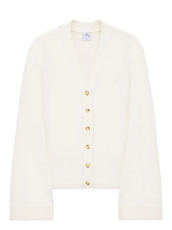 COURREGES Logo-appliquéd Cardigan - White