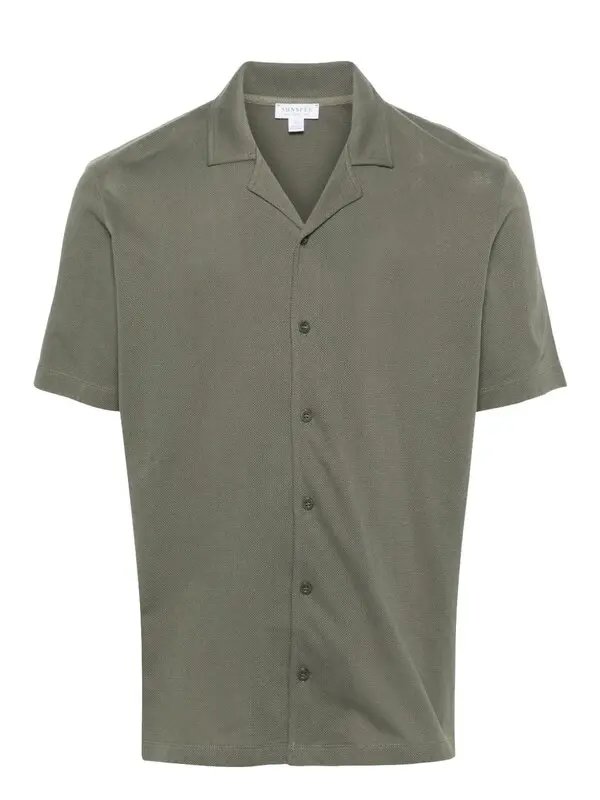 Sunspel Cotton Piqué-weave Shirt - Green