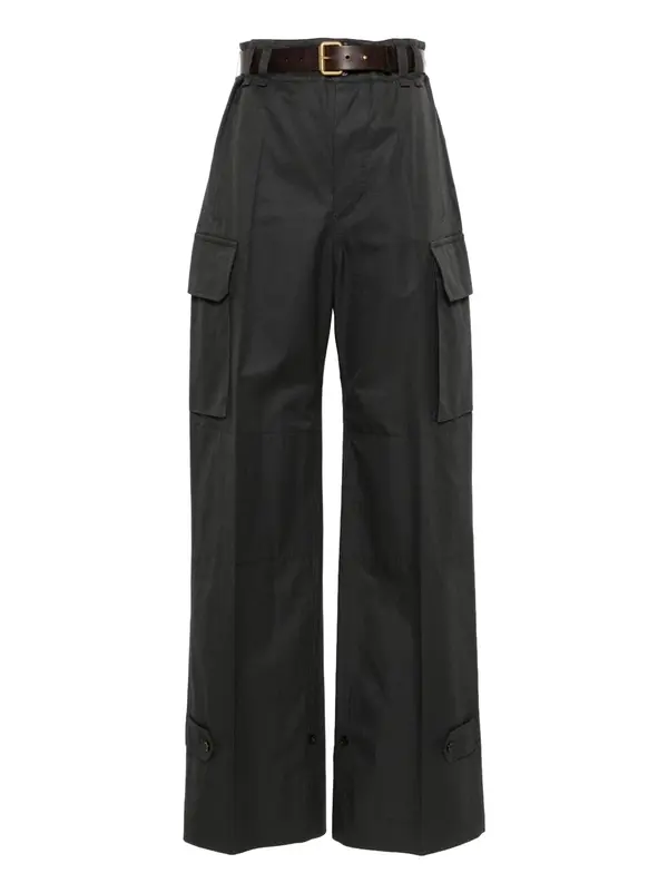 Saint Laurent Cassandre High-waist Cargo Trousers - Grey